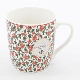 Laura Ashley Gr&uuml;n-rote Tasse mit Blumenmuster 10,5x9,5cm