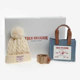 True Religion 2-teiliges mehrfarbiges Geschenkset mit Tasche und M&uuml;tze