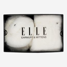 ELLE 2-teiliges wei&szlig;es Set aus Kunstfell aus F&auml;ustling