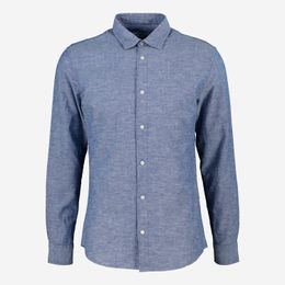 Jack & Jones Blaues Anzughemd mit Leinen und Melange-Muster