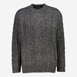 Dunkelgrauer Relaxed Fit Pullover mit Zopfmuster