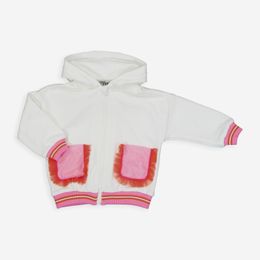Simonetta Wei&szlig;er Kapuzenpullover mit Ziertaschen