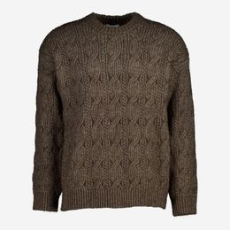 Brauner Pullover mit Zopfmuster