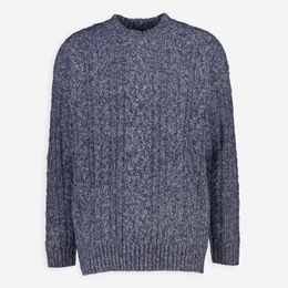 Dunkelblauer Pullover mit wei&szlig;em Melange-Muster