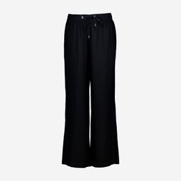 QS by S.Oliver Schwarze Wide Leg Hose aus Leinenmischung