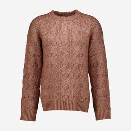 Brauner Pullover mit Zopfstrick