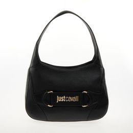 Just Cavalli Schwarze Schultertasche in Lederoptik mit Logo