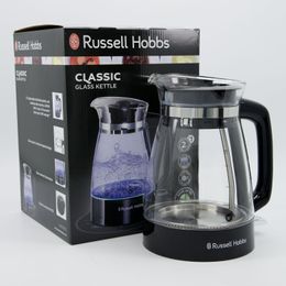 Russell Hobbs Schwarzer elektrischer 26080-70 Wasserkocher aus Glas 1,7l