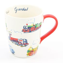 Cath Kidston Wei&szlig;-orangefarbene Tasse mit Zugmotiv 375ml