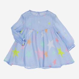 Stella McCartney Kids Hellblaues Alltagskleid mit Sternenmuster aus Seide