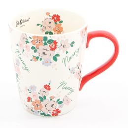 Cath Kidston Cremefarben-rote Tasse mit Blumenmuster 375ml