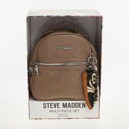 Steve Madden 2-teiliges braunes Geschenkset aus Rucksack und Anh&auml;ngern