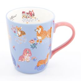 Cath Kidston Blau-orangefarbene Tasse mit Hundemuster 375ml