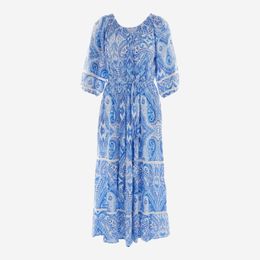 Melissa Odabash Blau-wei&szlig;es Strandkleid mit Blumenmuster
