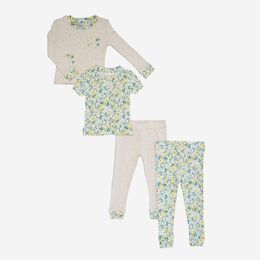 4-teiliges mehrfarbiges Pyjama-Set mit Blumenmuster