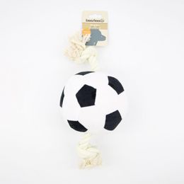 Beeztees Wei&szlig;es Haustierspielzeug in Fu&szlig;ballform mit Seil 40cm