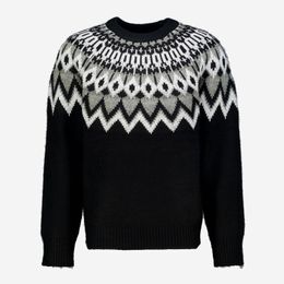 Schwarzer Pullover mit geometrischem Muster oben