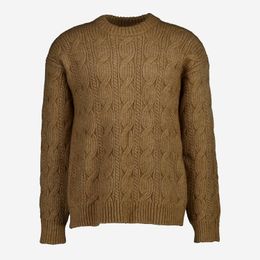 Hellbrauner Pullover mit Zopfmuster