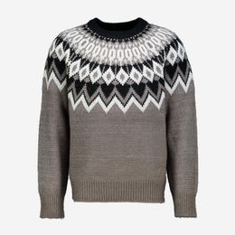Grauer Pullover mit geometrischem Muster