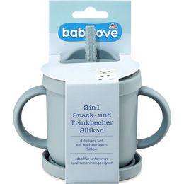 Snack- und Trinkbecher 2in1 Silikon blau babylove