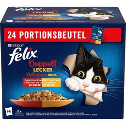 FELIX Nassfutter Katze, Geschmacksvielfalt vom Land in Gelee, Multipack (24x85 g)