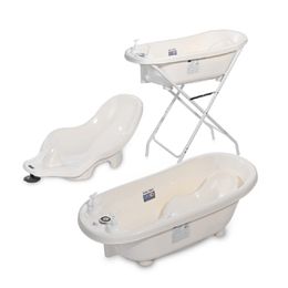 Lorelli Babybadewannen-Set Babybadewanne 88 cm Badesitz Badewannenst&auml;nder Ablauf wei&szlig;