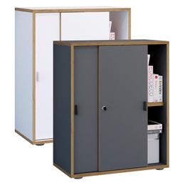 Vcm B&uuml;roschrank mit 2 F&auml;chern moderner Aktenschrank mit Schiebet&uuml;ren Ma&szlig;e H. 74 x B. 60 x T. 37 cm &ndash; Salia 2-Fach