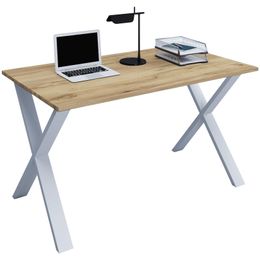 Vcm Holz Schreibtisch H. 76 x B. 140 x T. 50 cm Computertisch schlicht F&uuml;&szlig;e aus hochwertigem Metall Arbeitstisch B&uuml;rom&ouml;bel - Lona X