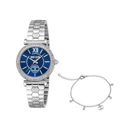 Just Cavalli Set: Uhr + Armband Damen Gr&ouml;&szlig;e One Size blau / silber