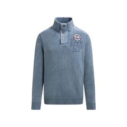 CAMP DAVID Troyer-Pullover aus Chenille mit Print und Patch Herren Gr&ouml;&szlig;e XL blau