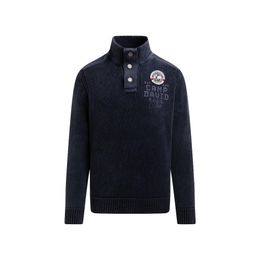 CAMP DAVID Troyer-Pullover aus Chenille mit Print und Patch Herren Gr&ouml;&szlig;e S blau