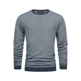 INDICODE JEANS Pullover 'Manfred' Herren Gr&ouml;&szlig;e L dunkelblau / wei&szlig;