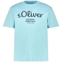Gro&szlig;e Gr&ouml;&szlig;en s.Oliver T-Shirt mit Label-Print Farbe karibikblau Gr&ouml;&szlig;e: 3XL