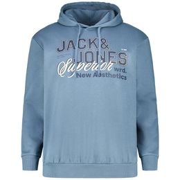 Jack & Jones Gro&szlig;e Gr&ouml;&szlig;en Jack&Jones Hoodie mit Label-Print Farbe jeansblau Gr&ouml;&szlig;e: 6XL