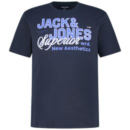 Jack & Jones Gro&szlig;e Gr&ouml;&szlig;en Jack&Jones T-Shirt aus Biobaumwolle Farbe blau Gr&ouml;&szlig;e: 4XL