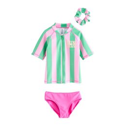 next Set: Bikinitop, Schwimmshirt, Bikinihose und Haargummi M&auml;dchen Gr&ouml;&szlig;e 134 gr&uuml;n / pink / rosa