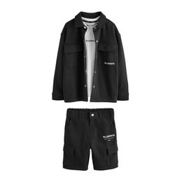 Smallsaints Set: T-Shirt, Shorts und Jacke Jungen Gr&ouml;&szlig;e 158 schwarz / wei&szlig;