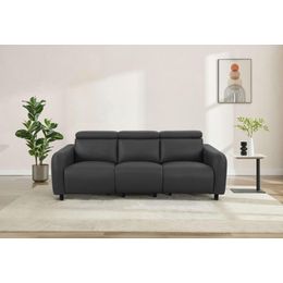 3-Sitzer OTTO HOME, B:229cm H:100cm T:100cm, grau, 100% Polyurethan, Sofas, "SKAANE Lederoptik, 229 cm, manuelle-u. elektrische Relaxfunktion",