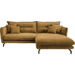 Ecksofa Home Affaire, B:255cm H:94cm T:180cm, gelb, 93% Polyester, 7% Polyamid, Wohnzimmer, Sofas, "Lazio modern und bequem, schmale Armlehnen, tolle