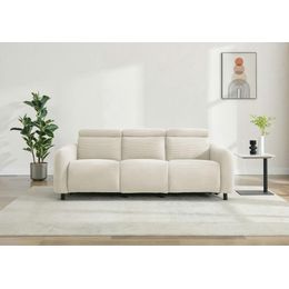3-Sitzer OTTO HOME, B:229cm H:100cm T:100cm, beige, 100% Polyester, Sofas, "SKAANE Cord-Sofa, 229 cm, manuelle u. elektrische Relaxfunktion",