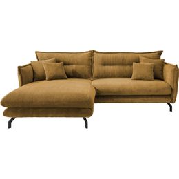 Ecksofa Home Affaire, B:255cm H:94cm T:180cm, gelb, 93% Polyester, 7% Polyamid, Wohnzimmer, Sofas, "Lazio modern und bequem, schmale Armlehnen, tolle