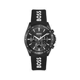 BOSS Kinder Chronograph "STRIKE CHRONO"schwarz, schwarz, Armbanduhren, Quarzuhr, Armbanduhr, Herrenuhr, Silikonarmband, analog, Tag