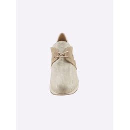 Heine Damen Schn&uuml;rschuh, Gr. 40, beige, Glattleder, Leder, Rindsleder, Veloursleder, Schuhe