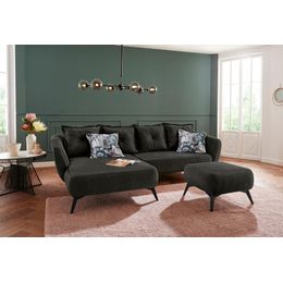 Ecksofa Home Affaire, B:277cm H:80cm T:162cm, grau, Wohnzimmer, Sofas, "Baggio romantische Polsterecke, bequem, Breite 277 cm, L-Form", Zierkissen