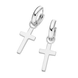Herren Paar Creolen "mit Behang Kreuz, Silber 925", Silber 925 (Sterlingsilber), silber, Giorgio Martello MILANO, Silber 925 (Sterlingsilber),