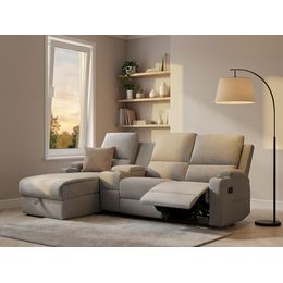 Ecksofa Home Affaire, B:240cm H:105cm T:155cm, grau, Wohnzimmer, Sofas, "NAPORI Multimediasofa, 3er Kinosessel XXL, L-Form, 3 Bezugsstoffe", Kinosofa