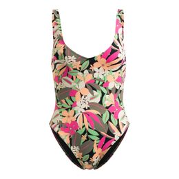 Roxy Damen Badeanzug "Printed Beach Classics"anthrazit palm song s, Gr. S, 87% Nylon, 13% Elasthan, Badeanz&uuml;ge