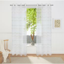 Gardine OTTO HOME "Sirii", beige, B:140cm H:225cm, Polyester, Polyester, Gardinen, Gardine, Halbtransparent, angenehme Haptik, mit Querstreifen, modern