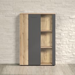 Highboard Inosign, B:91cm H:132cm T:34cm, schwarz, FSC-zertifizierter Holzwerkstoff, Wohnzimmer, Sideboards, "Estepona", Vitrine, T&uuml;r mit