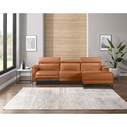Ecksofa OTTO HOME, B:261cm H:97cm T:179cm, braun, Echtleder 100% Echtleder;Kunstleder 100% Polyurethan, Wohnzimmer, Sofas, "LUND, L-Form, 261cm, man.